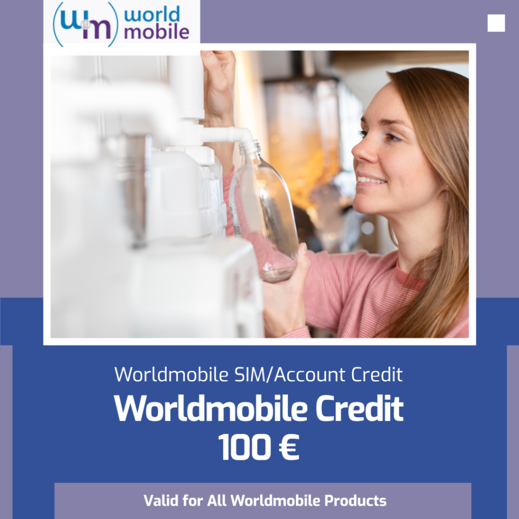 Worldmobile Prepaid Credit - Prepaid Balance - 100 EURO - WorldMobile