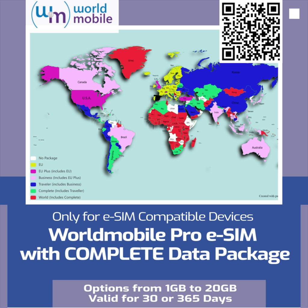 Worldmobile PRO ESIM with COMPLETE Data Package - WorldMobile
