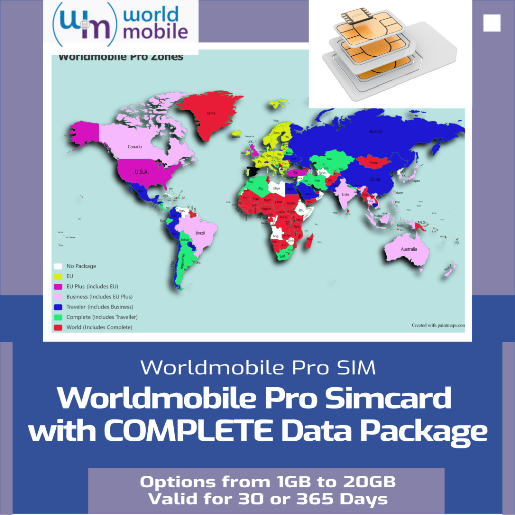 Worldmobile PRO SIM Card with COMPLETE Data Package - WorldMobile